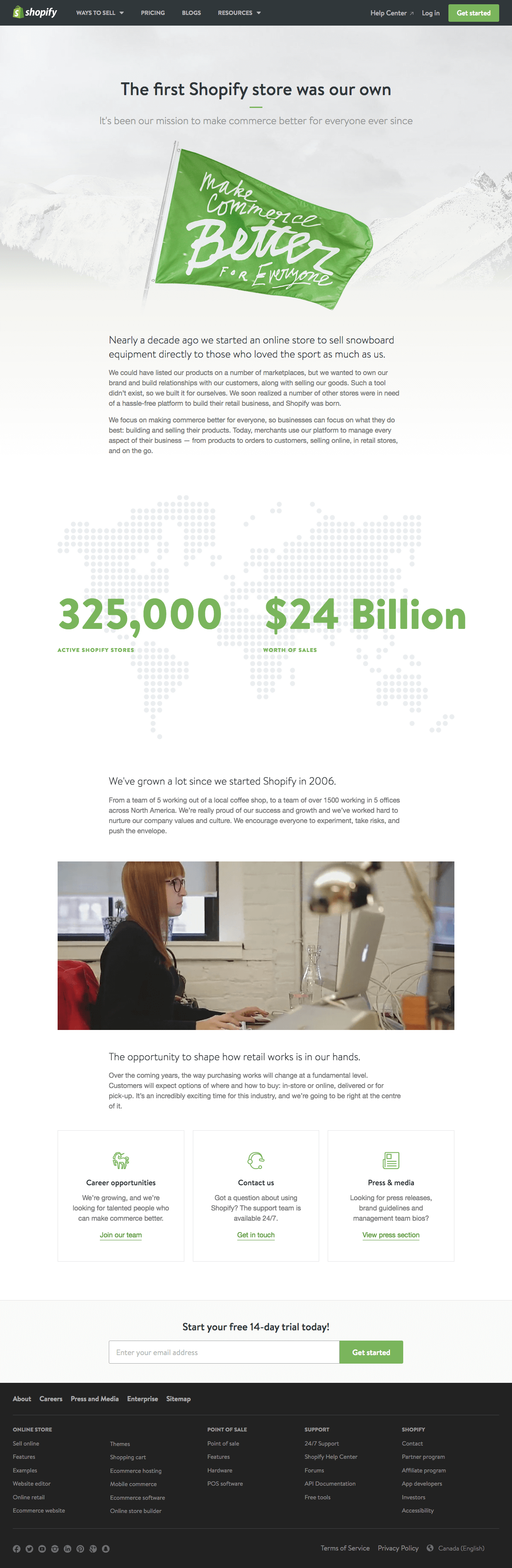 Shopify - About us page - Find SaaS Websites inspiration